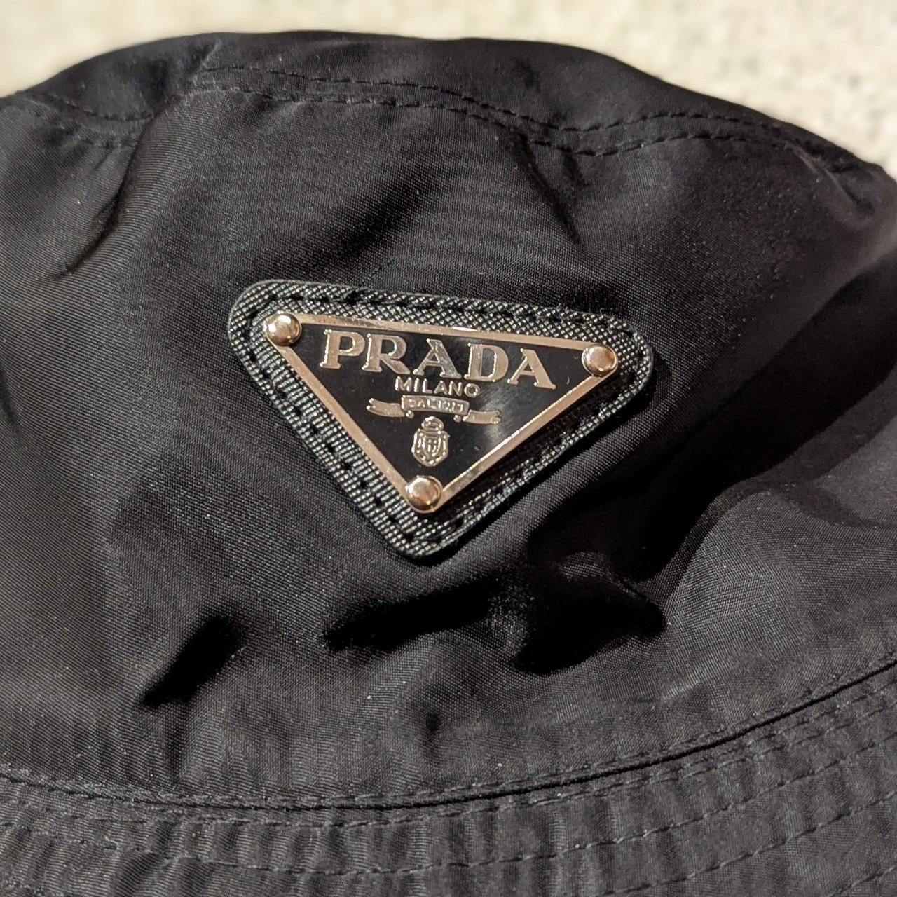 Black bucket hat with silver logo #designer... | Depop