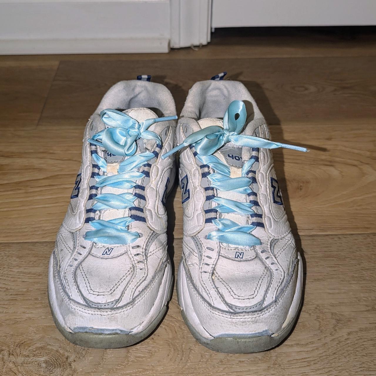 New Balance 407 size 7.5 Blue and white with light... - Depop