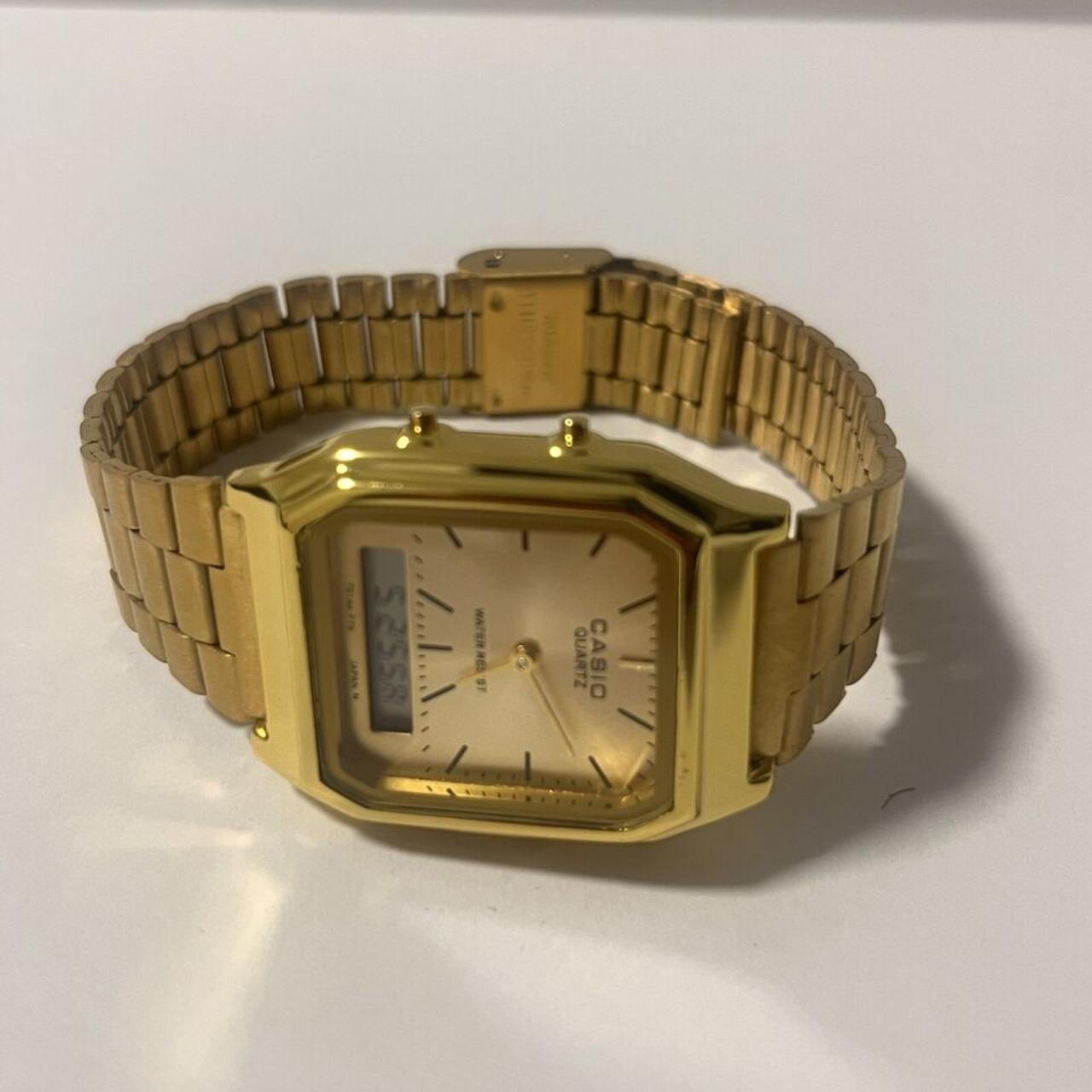 Casio Dual Time Gold Classic Unisex Retro Vintage... - Depop
