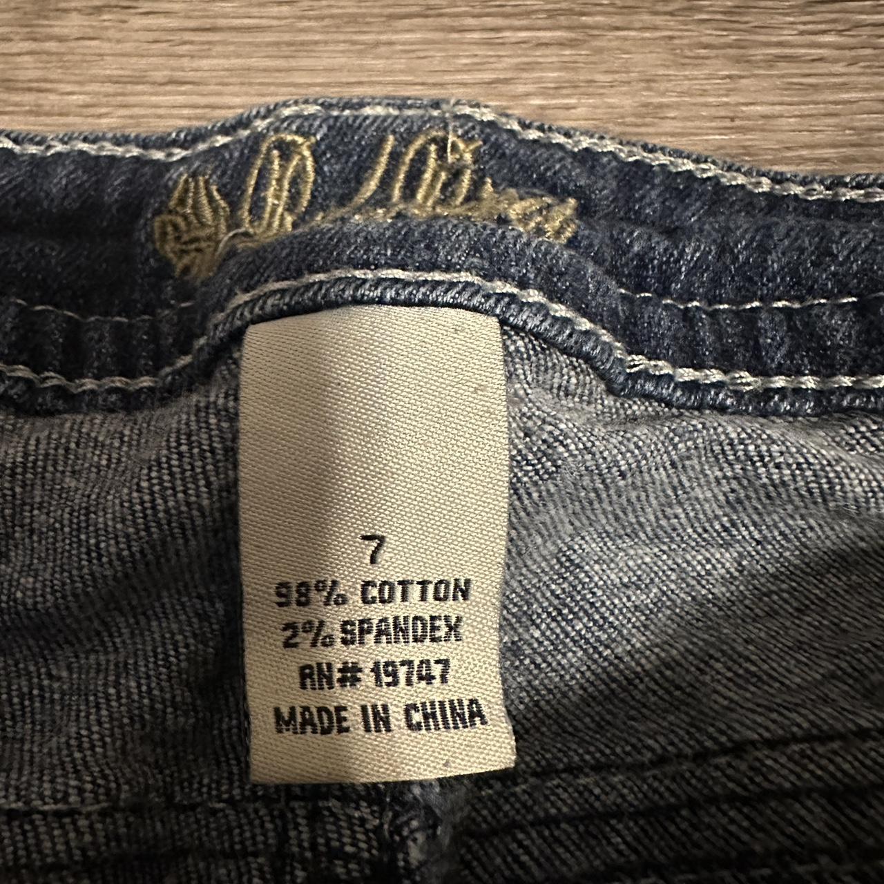 Red rivet Y2k bootcut jeans with a baggy fit size 7,... - Depop