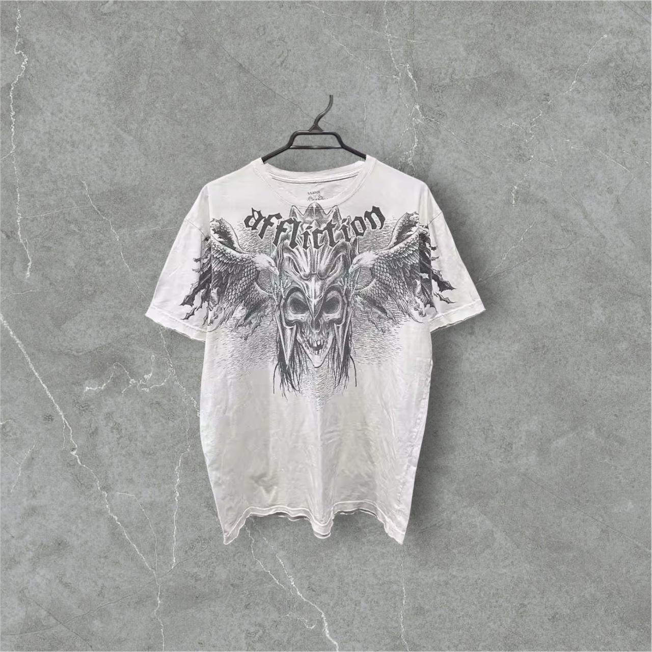Affliction white and black graphic t-shirt #skater... | Depop