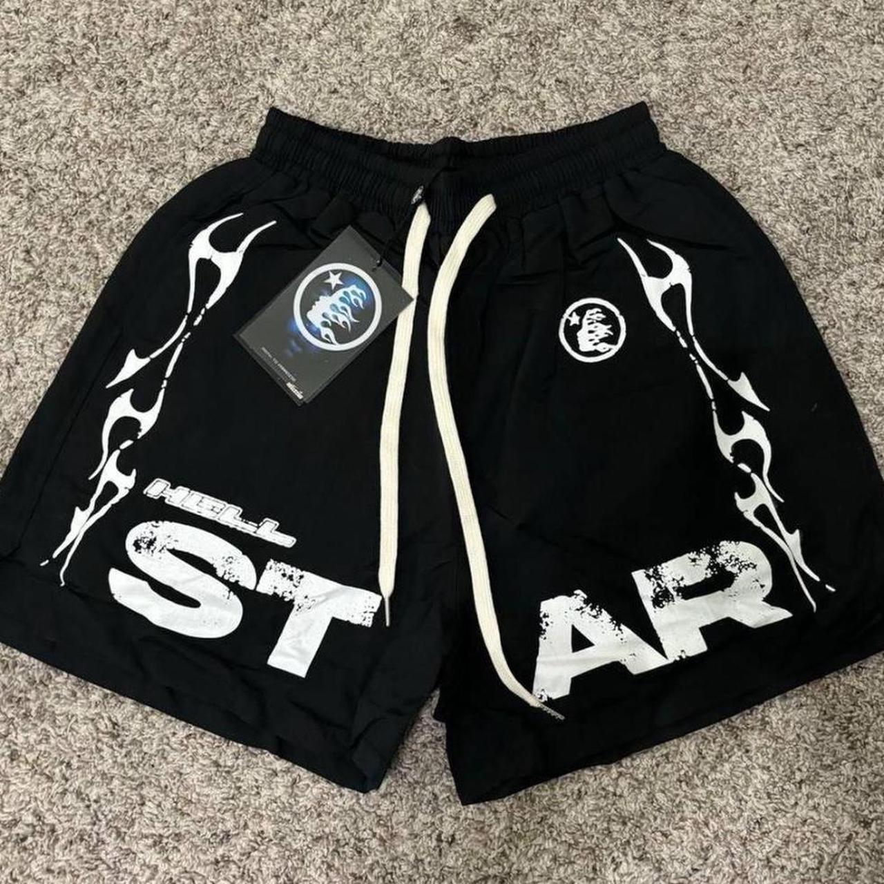 Hellstar black and white shorts flames - Depop