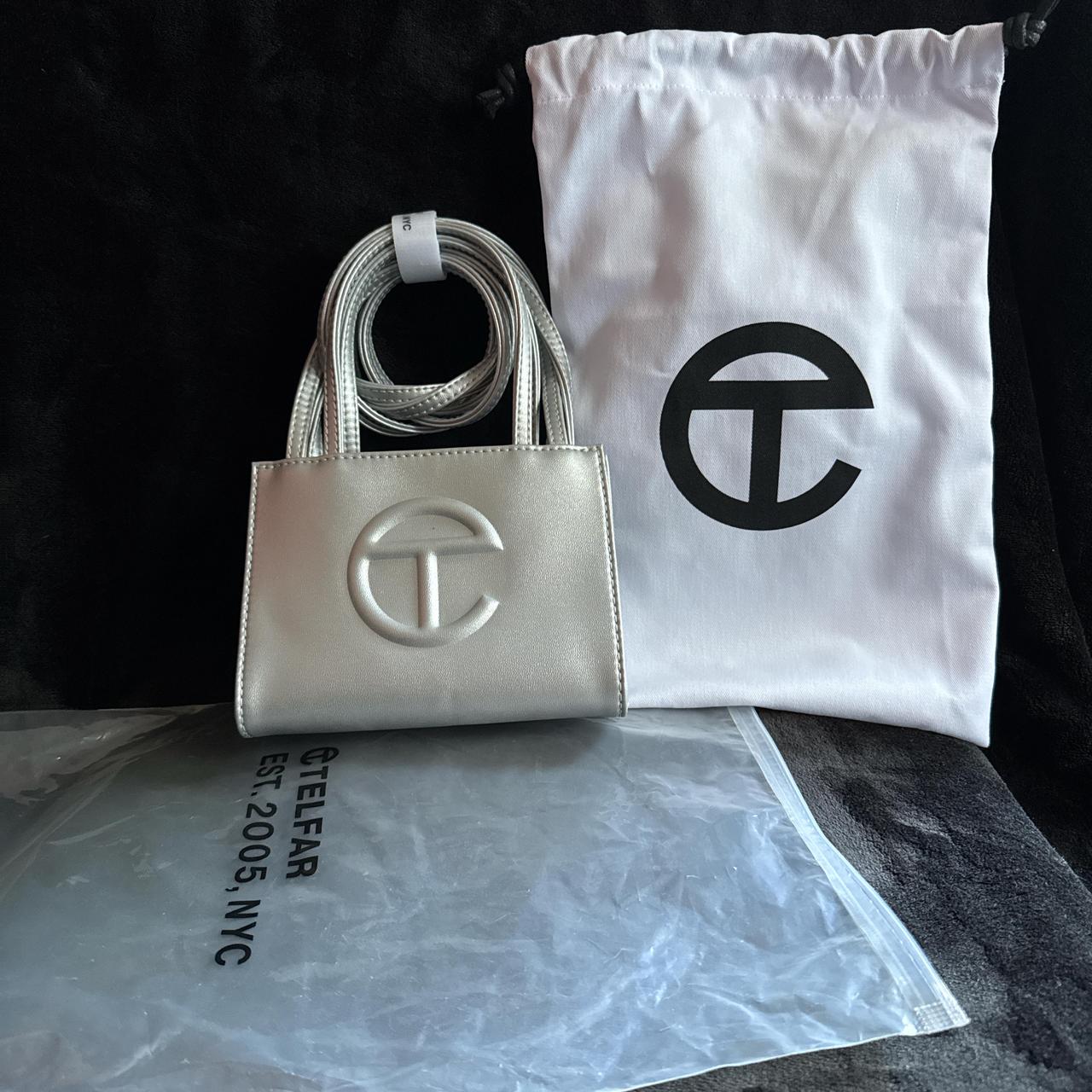 Silver Telfar mini bag with detachable strap #TelfarBag | Depop