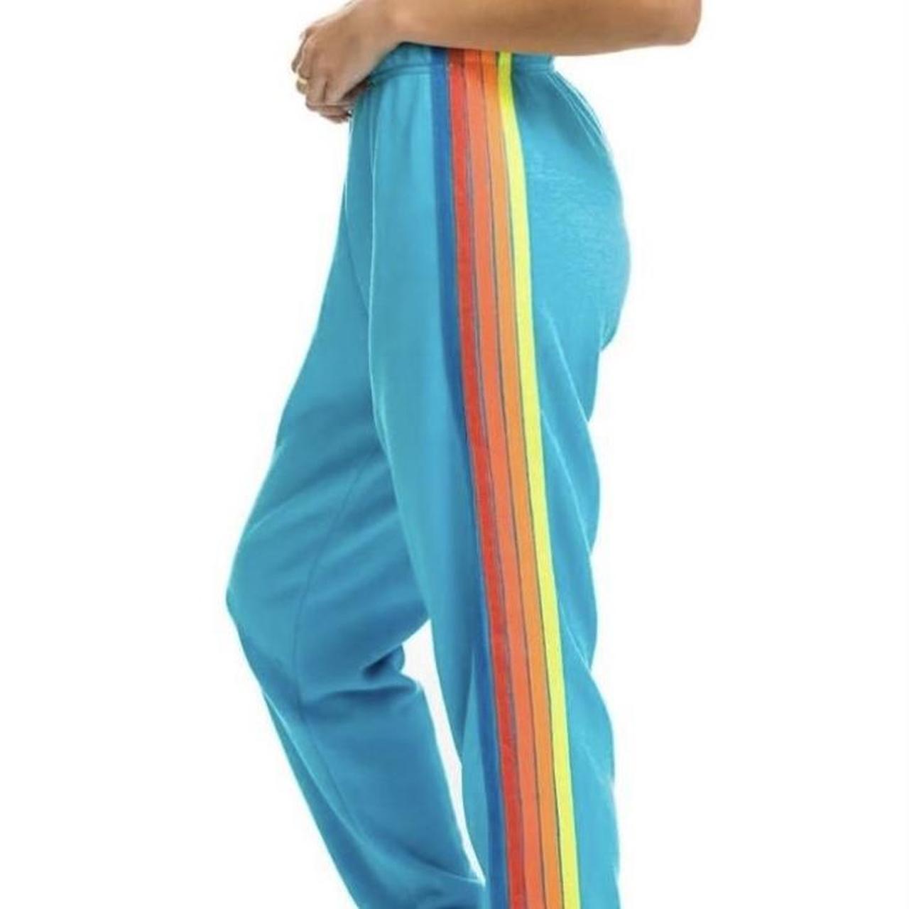 Bright Blue striped sweats - Depop