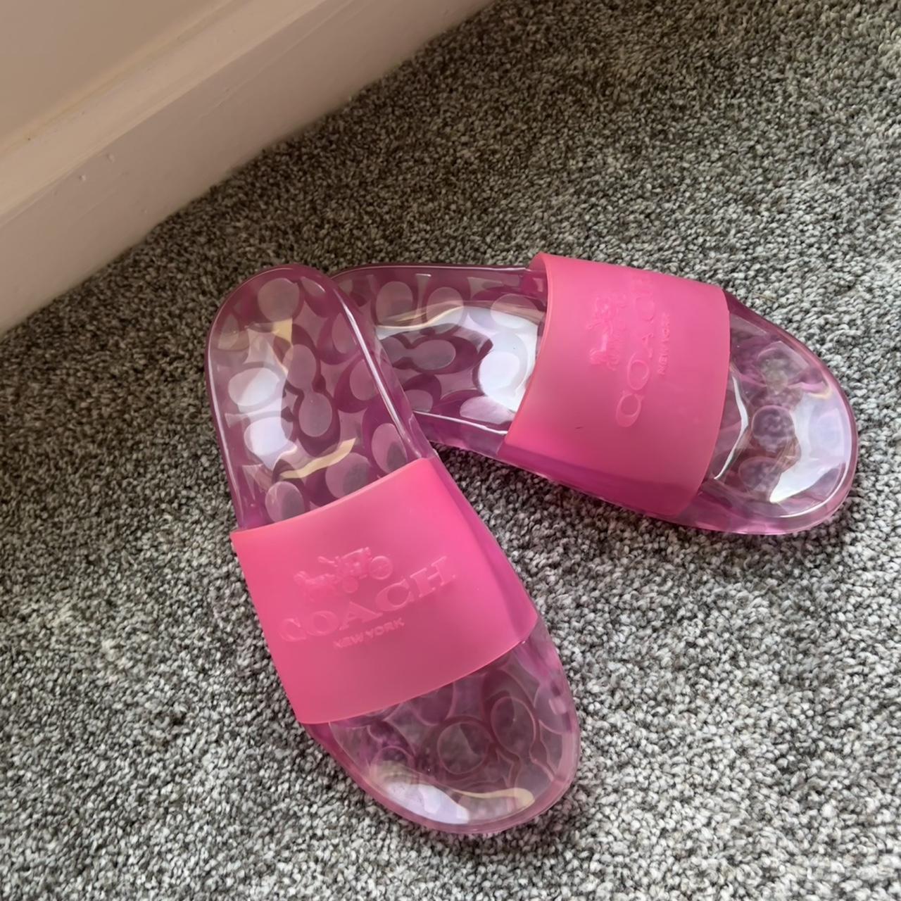 Coach Pink Jelly Slides Worn Once - Depop