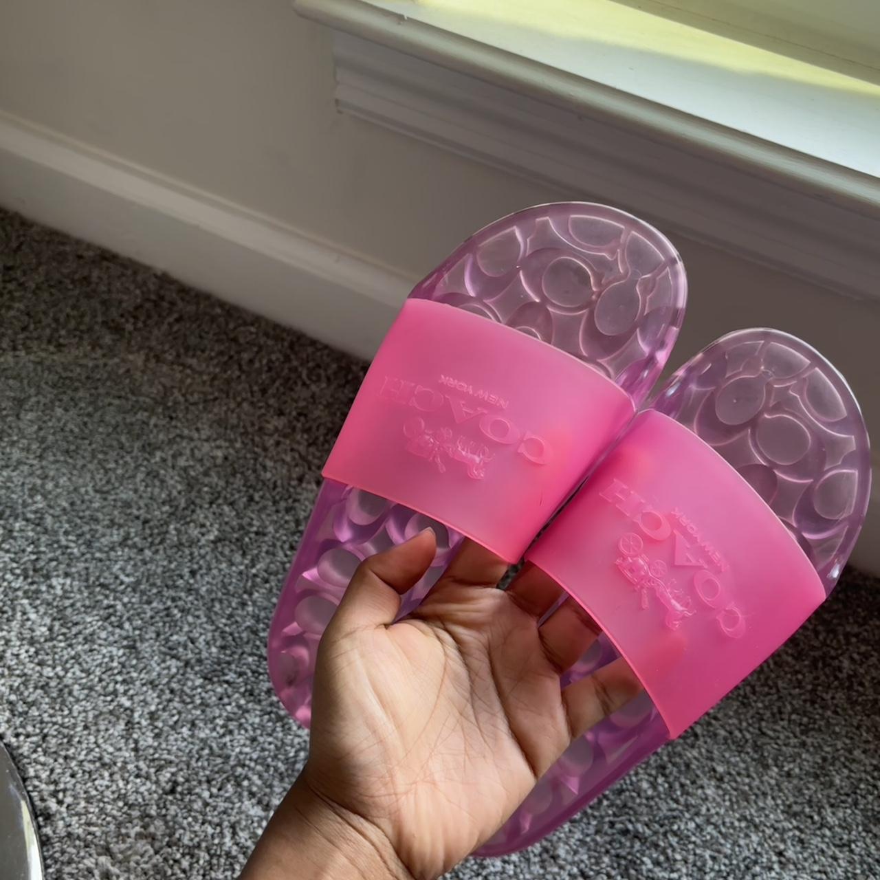 Coach Pink Jelly Slides Worn Once - Depop