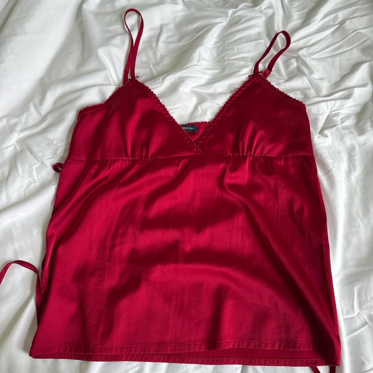 red silk tank from brandy melville worn a couple... | Depop