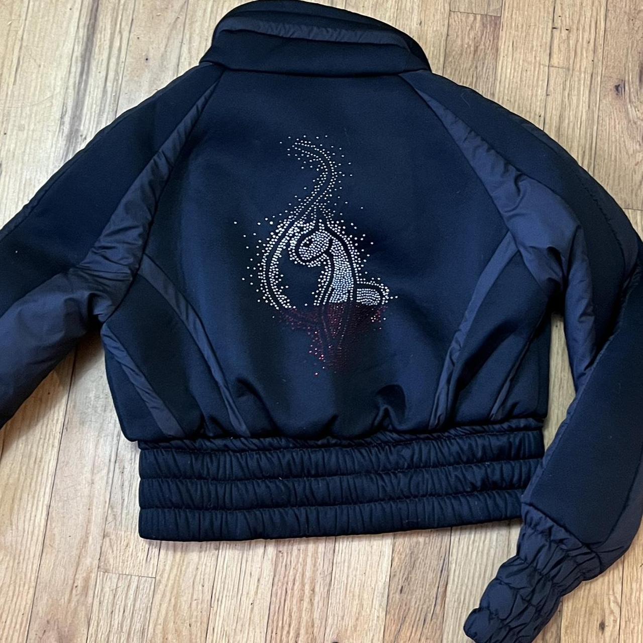 Cropped black bedazzled jacket with gold details... - Depop