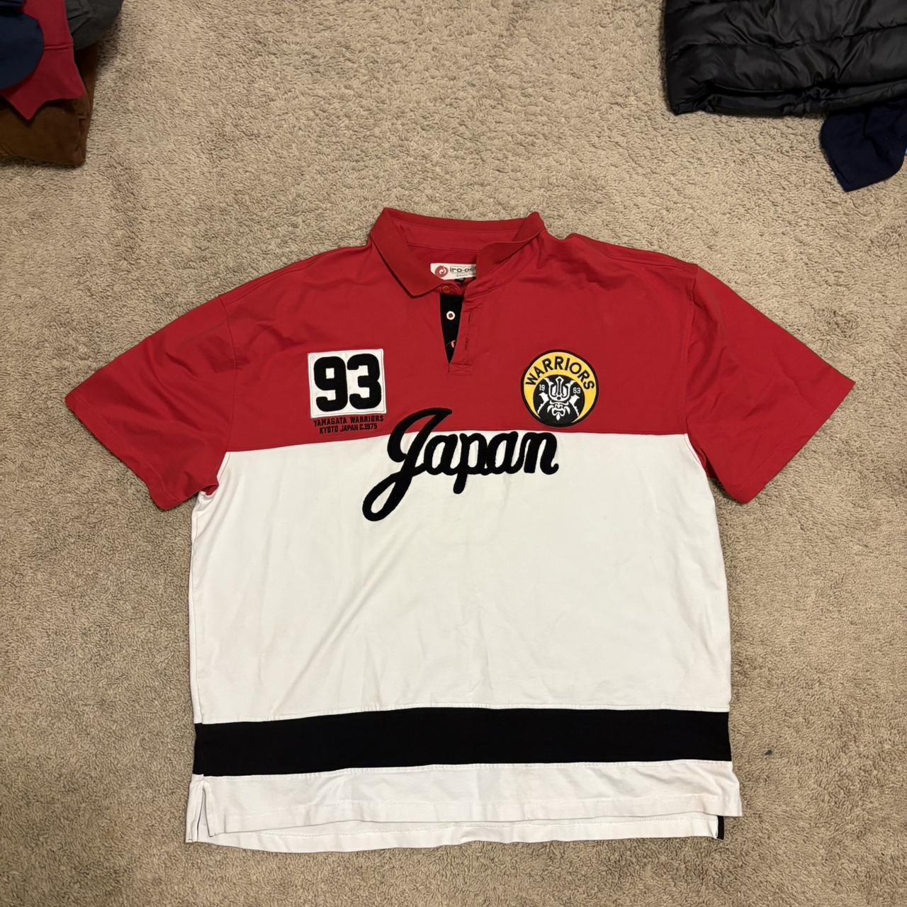 Vintage Japanese polo shirt in red and white #baseball | Depop