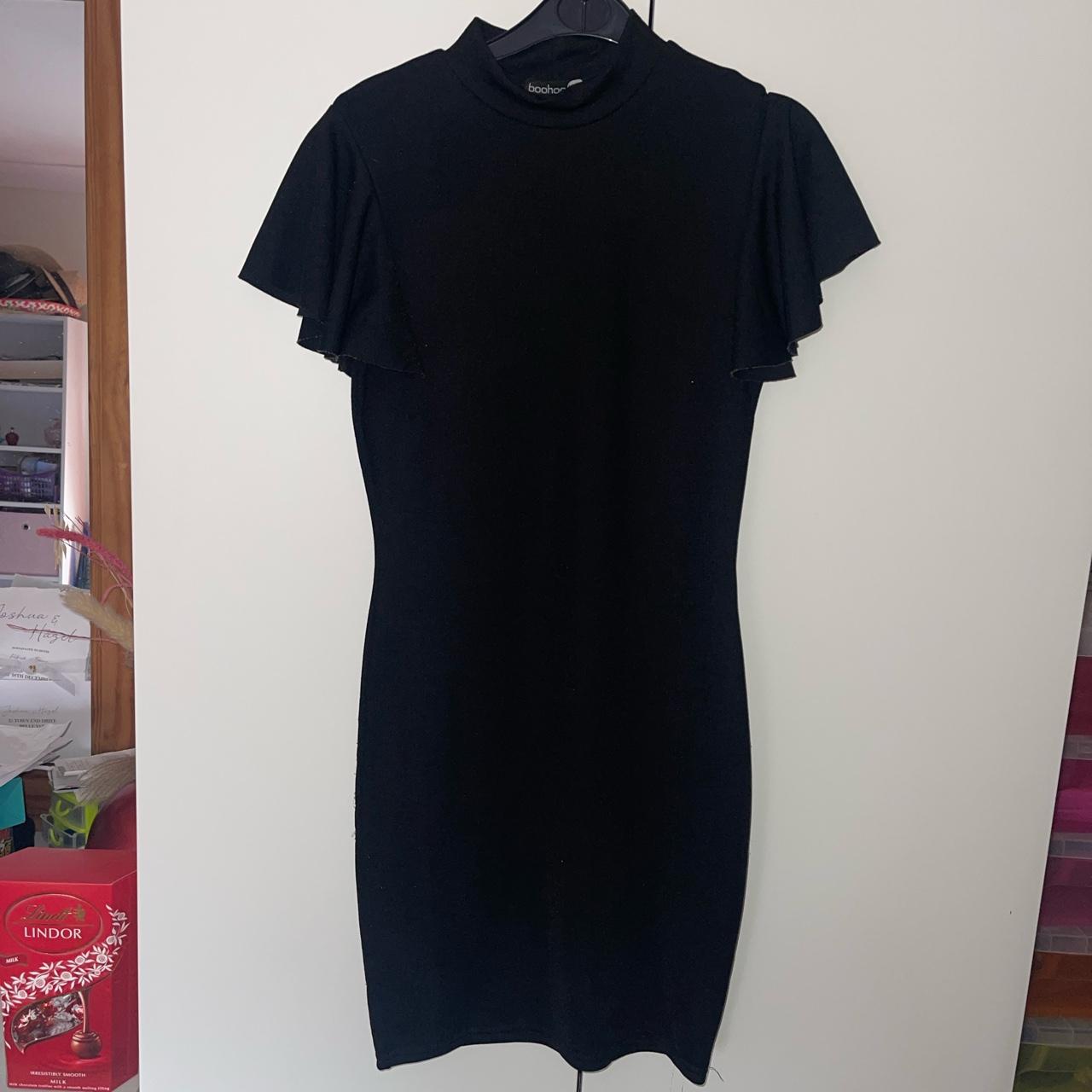 Boohoo Plain Black Frill Sleeve Mini Dress - Only... - Depop