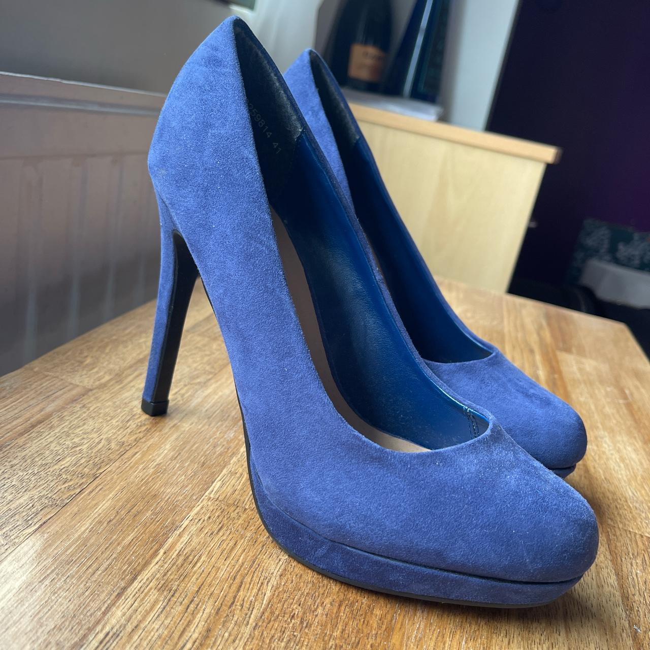 Navy Blue New Look Suede Court Shoe Heels - Only... - Depop