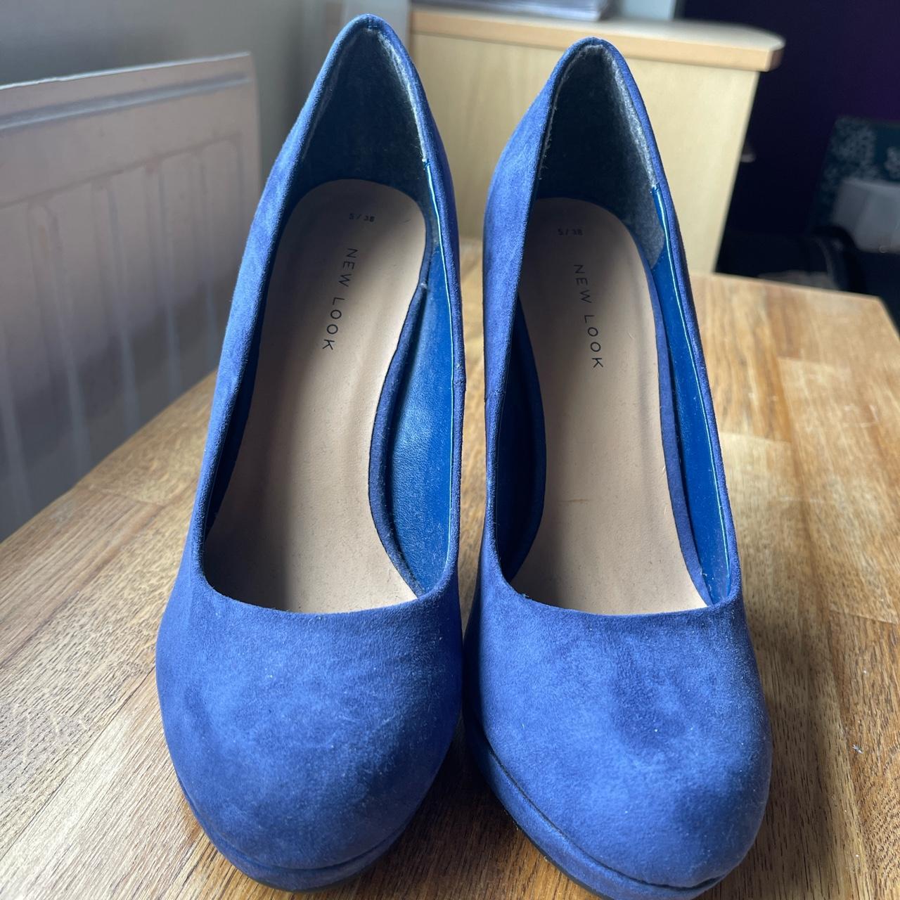 Navy Blue New Look Suede Court Shoe Heels - Only... - Depop