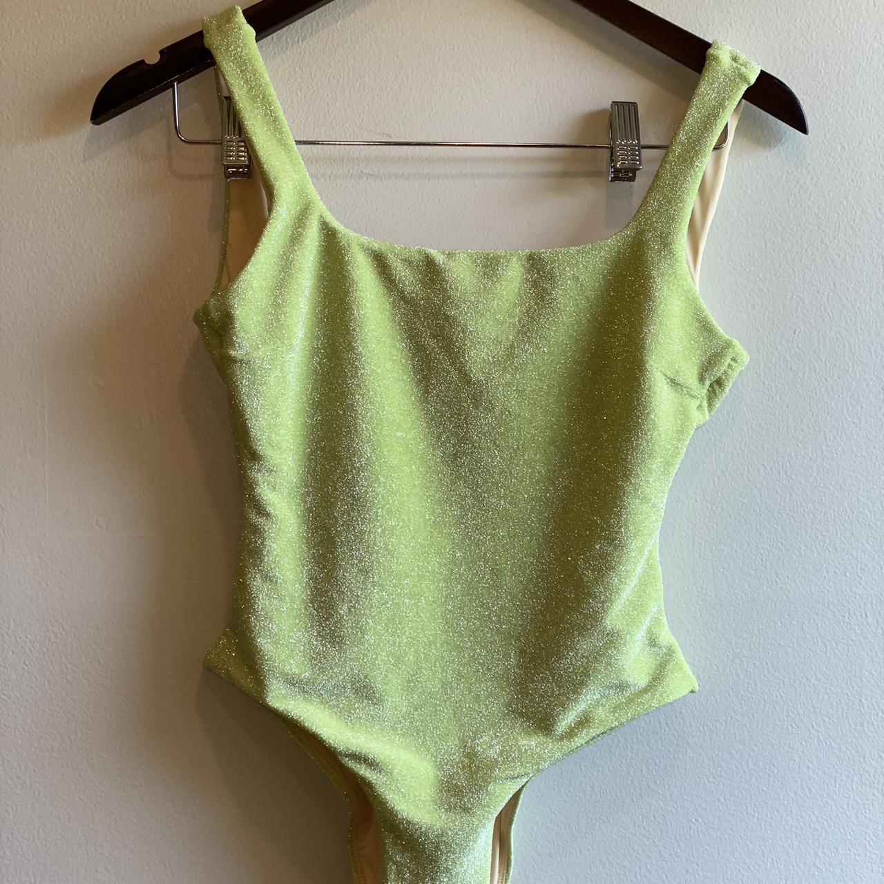 Berlook Lurex One Piece Swimsuit Square Neck Tummy... | Depop