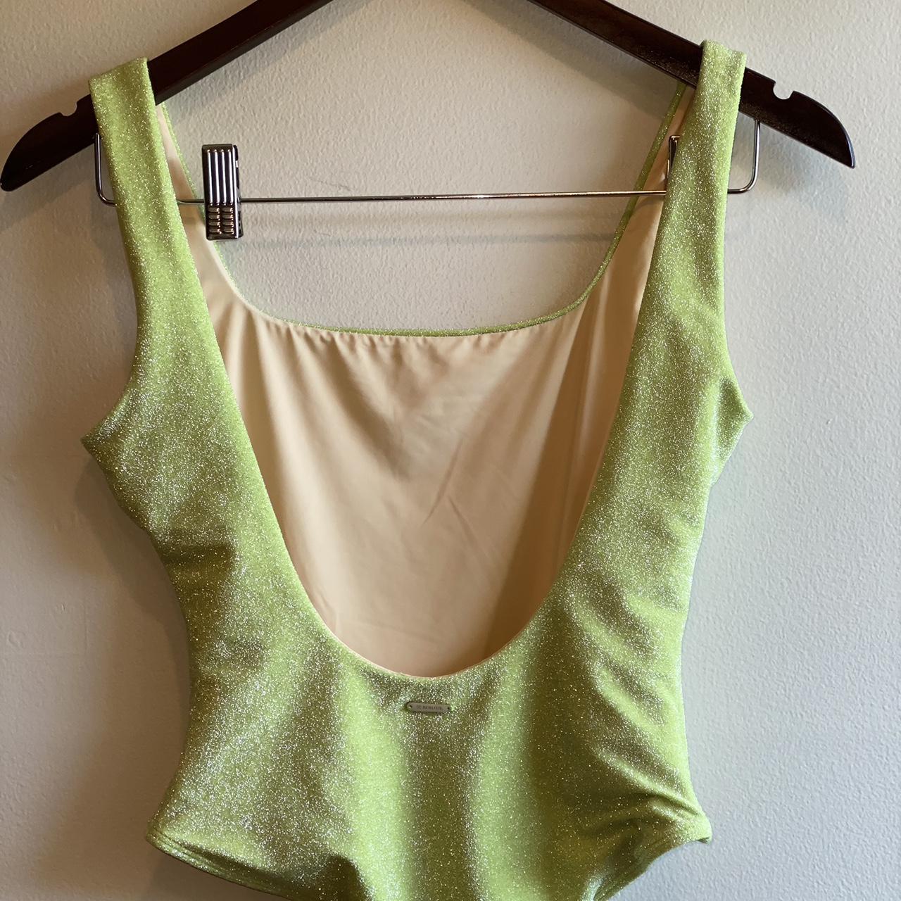 Berlook Lurex One Piece Swimsuit Square Neck Tummy... | Depop