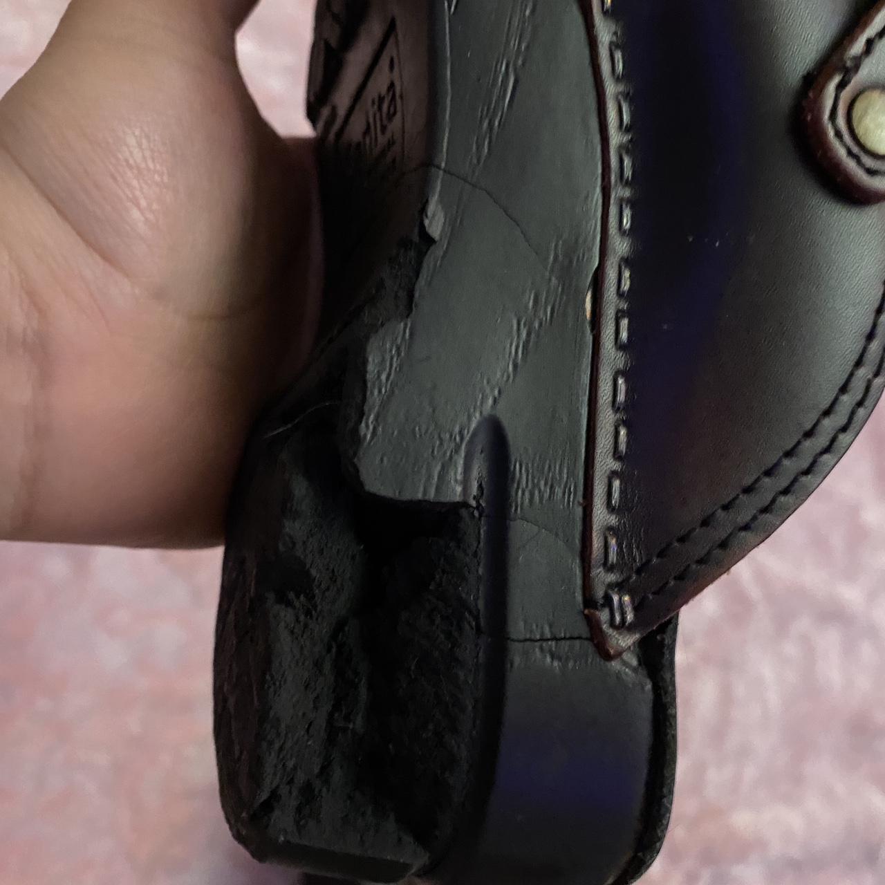 cute maroon clogs! missing a chunk out of the right... - Depop