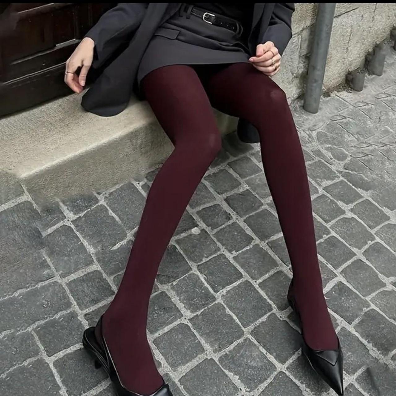 Gorgeous burgundy colour fall and winter tights.... - Depop