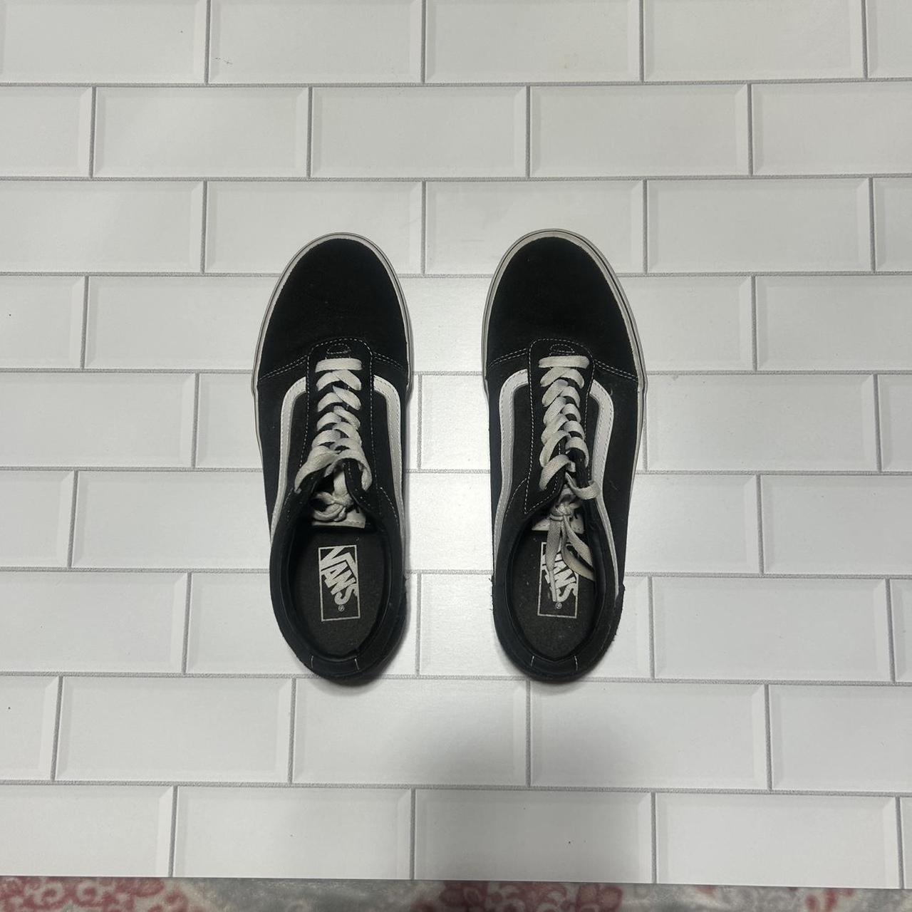 Black and white Vans Size-10.5 #vans #skater #blackvans | Depop