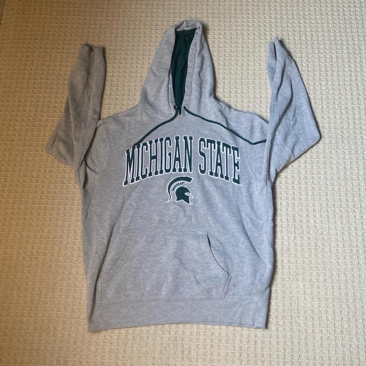 Grey and Green Michigan State hoodie/sweatshirt - Depop