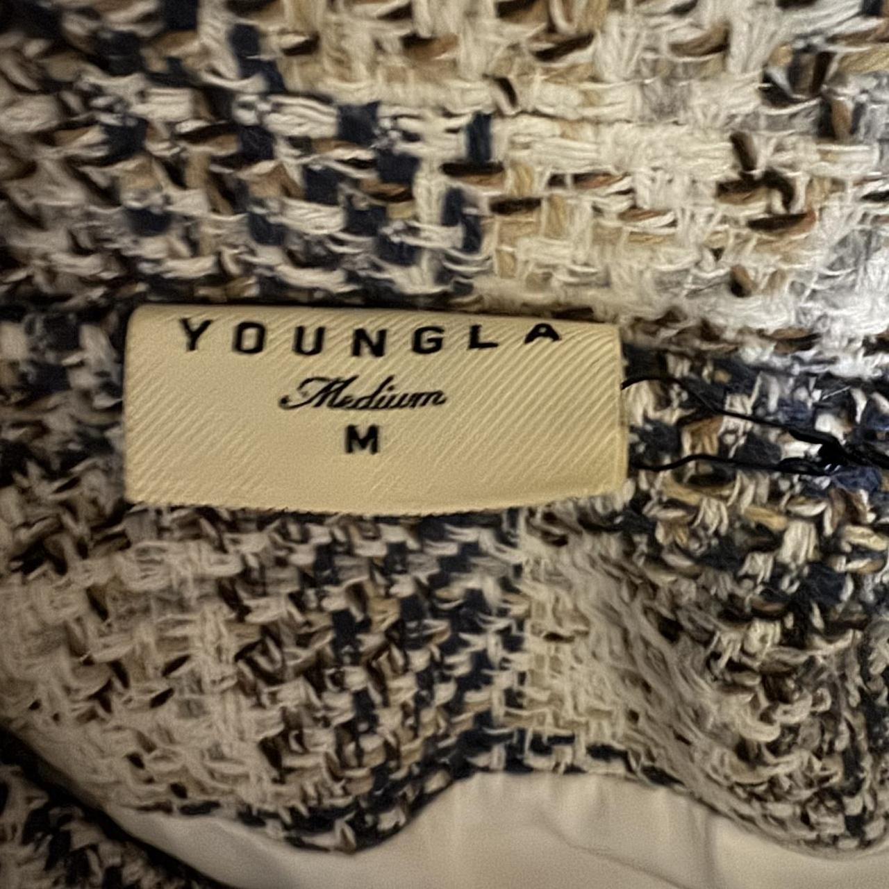 Navy and White Plaid flannel jacket from YoungLA,... - Depop