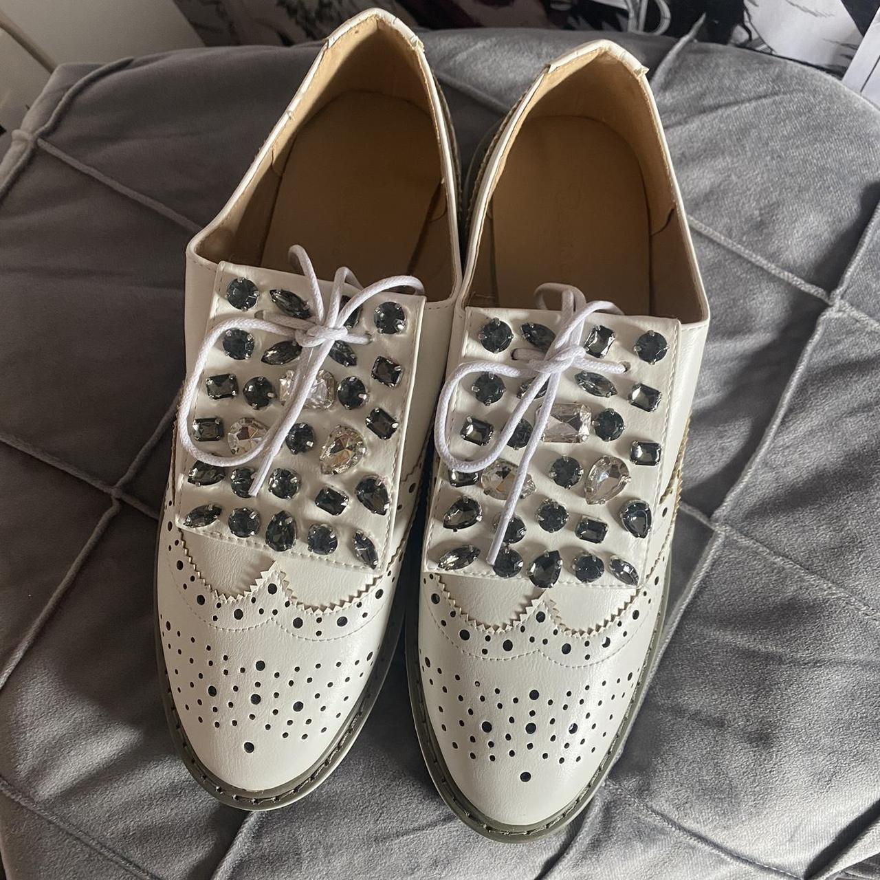 Off-White and grey/green brogue shoes with gorgeous... - Depop