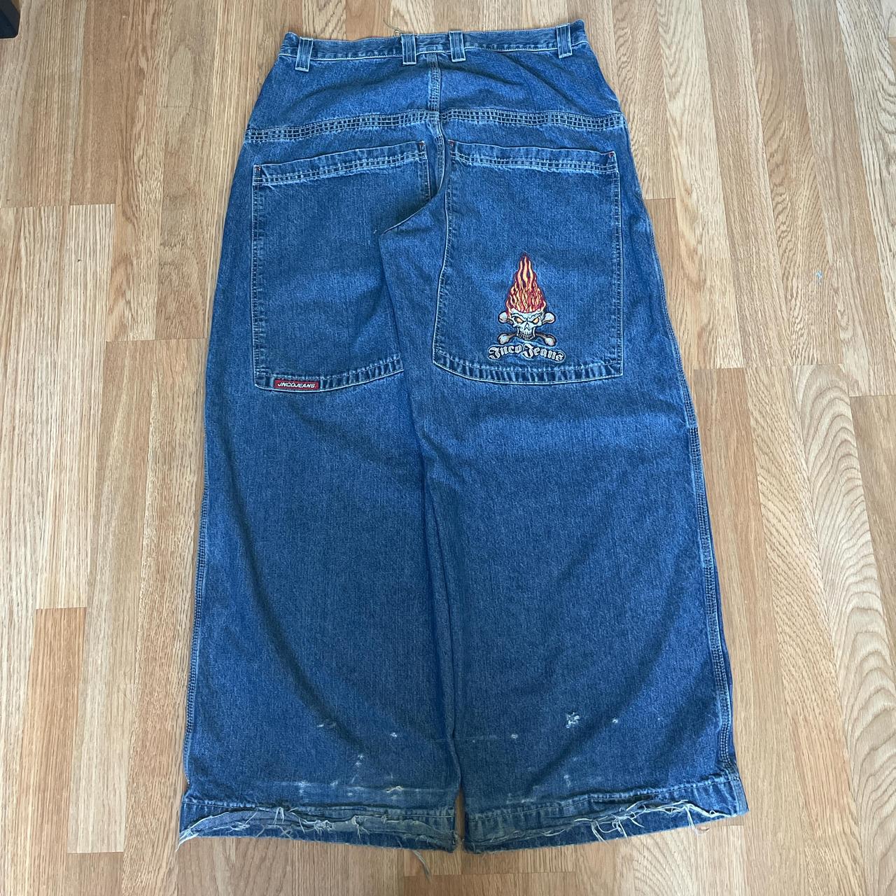 Jnco Jeans Flaming Crossbones Tagged 36x32 Slight Depop
