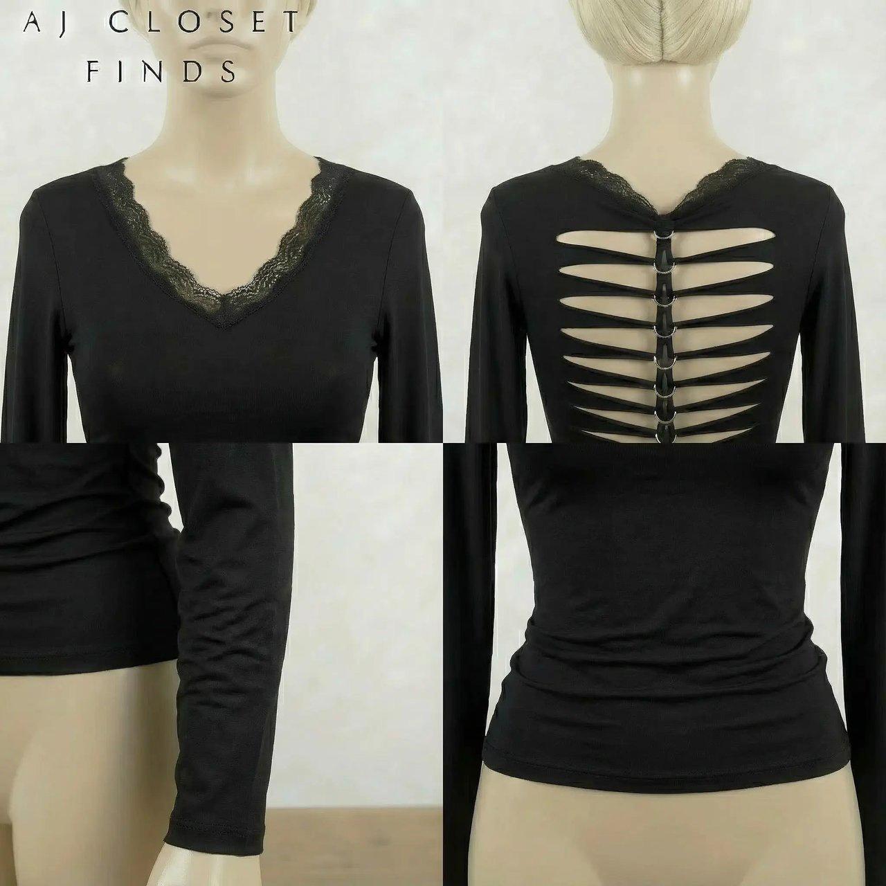 Black Lace Backless Ladder Long Sleeve Dark gothic... | Depop