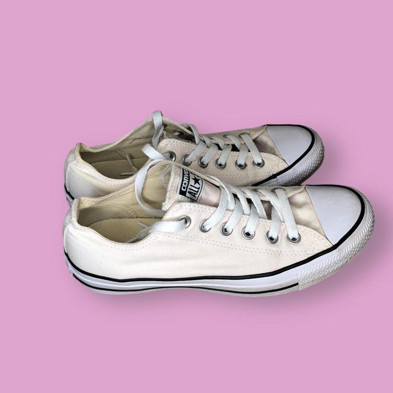 Cream converse all star low canvas trainers Uk size 6 - Depop