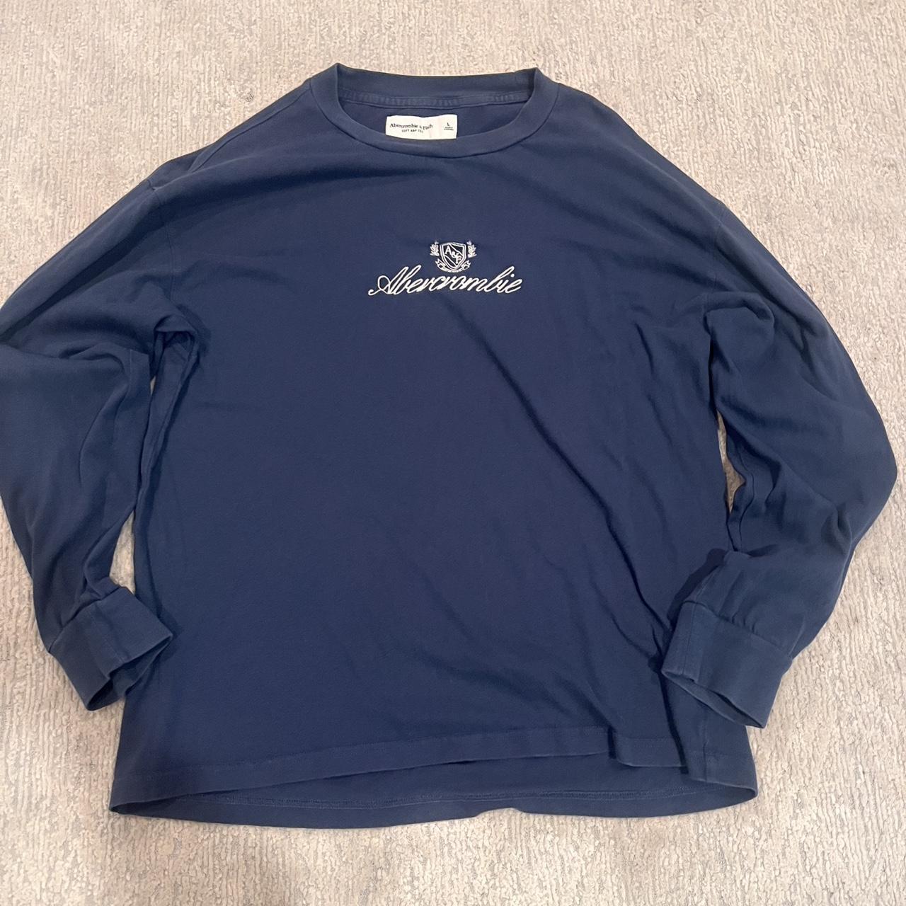 Navy blue Abercrombie & Fitch crew neck long sleeve... - Depop