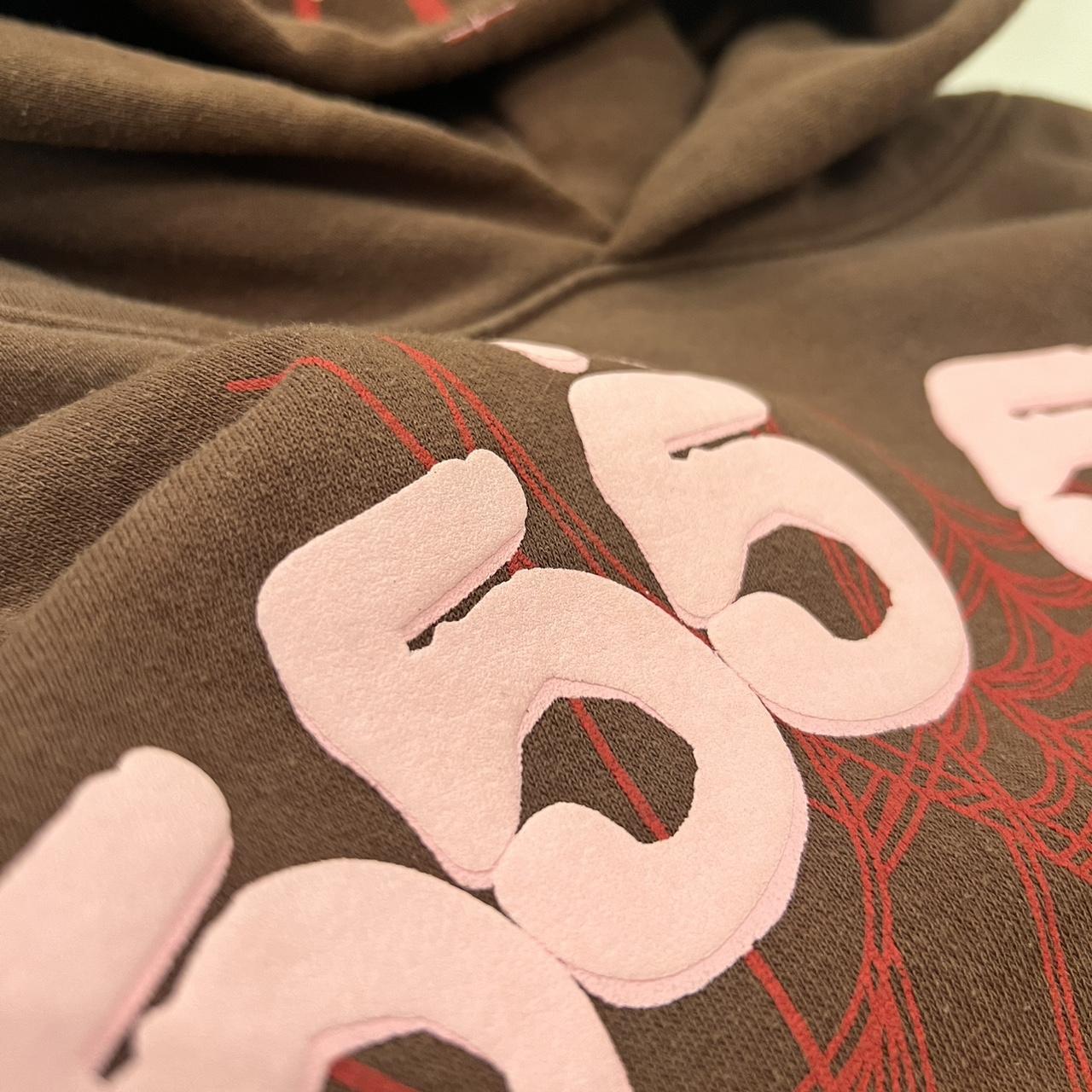 Sp5der Brown and Pink 555 Hoodie Perfect... | Depop