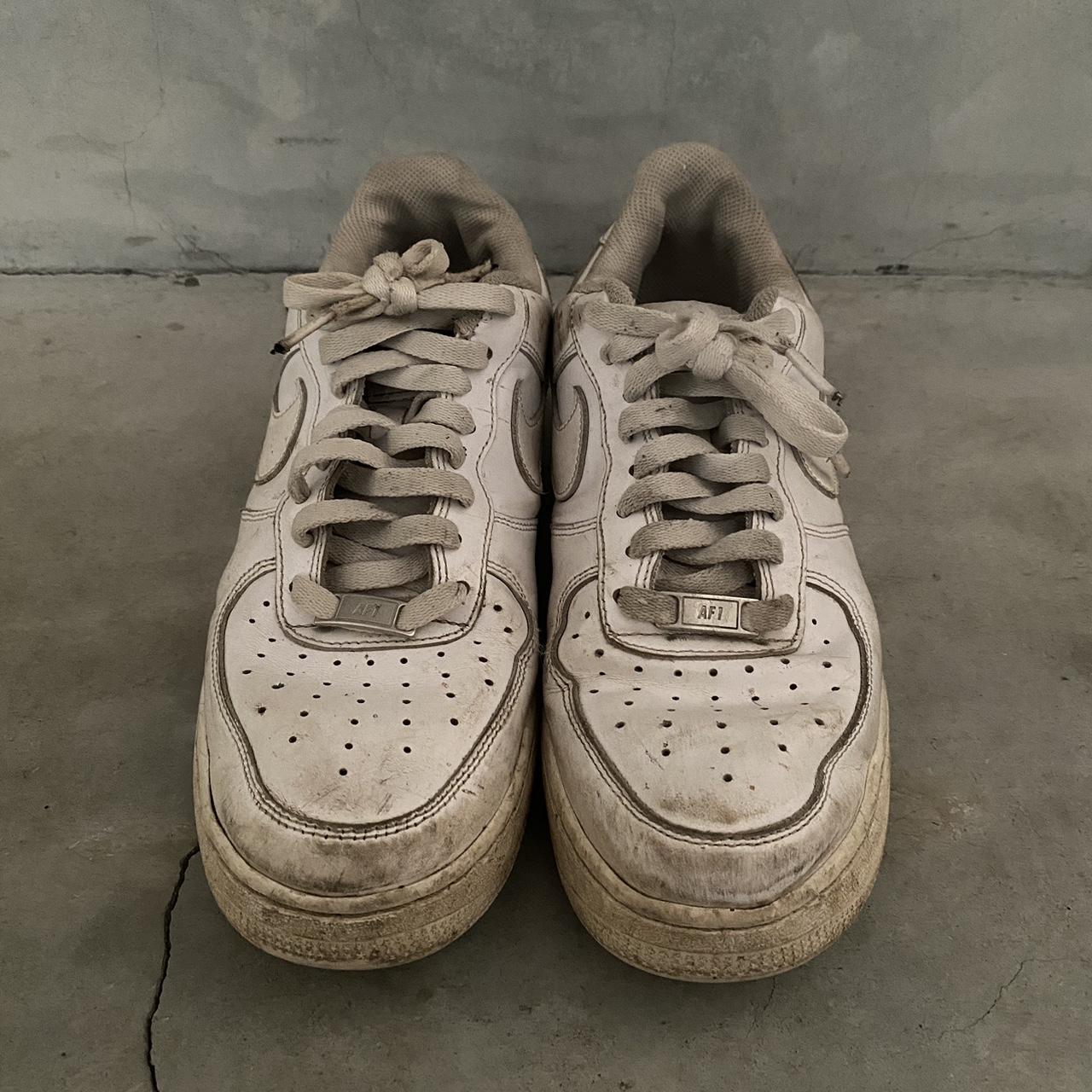 White Nike Air Force 1 pretty beat up #nike... - Depop