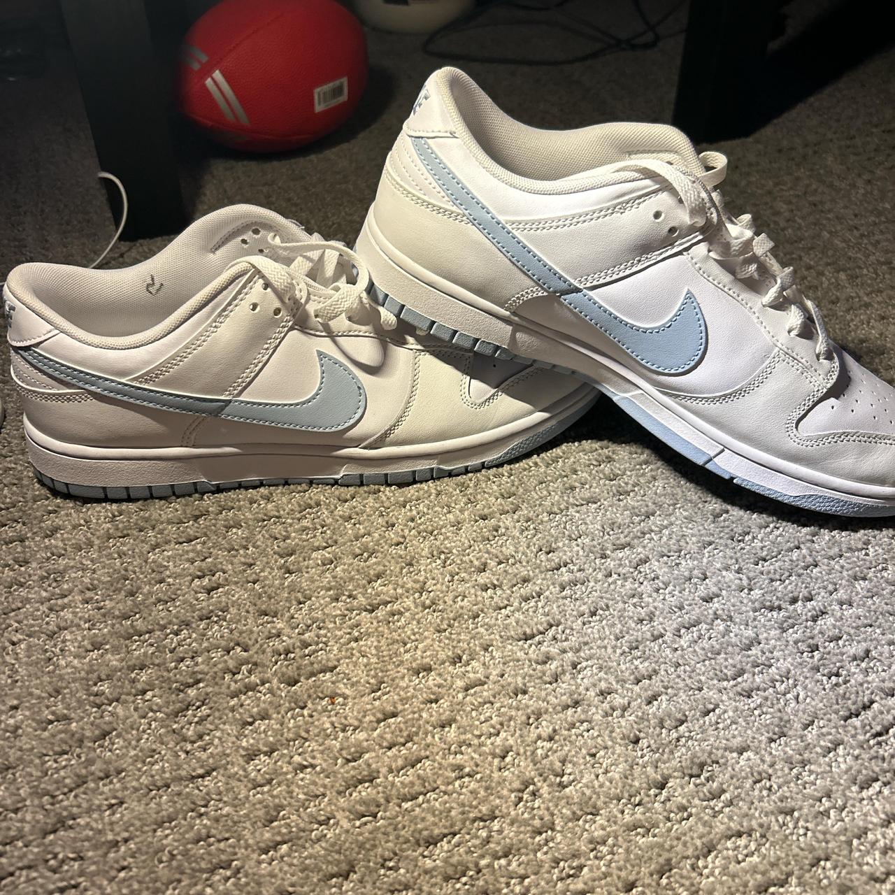 White and baby blue Nike Dunks #sneakers Size 11... | Depop