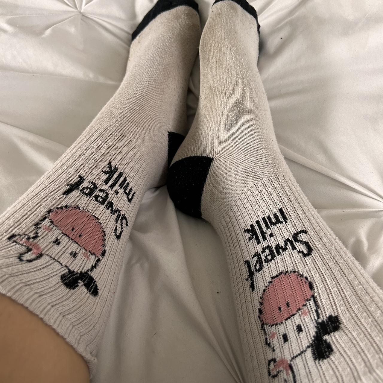 “Sweet milk” cow socks have worn a couple times but... - Depop