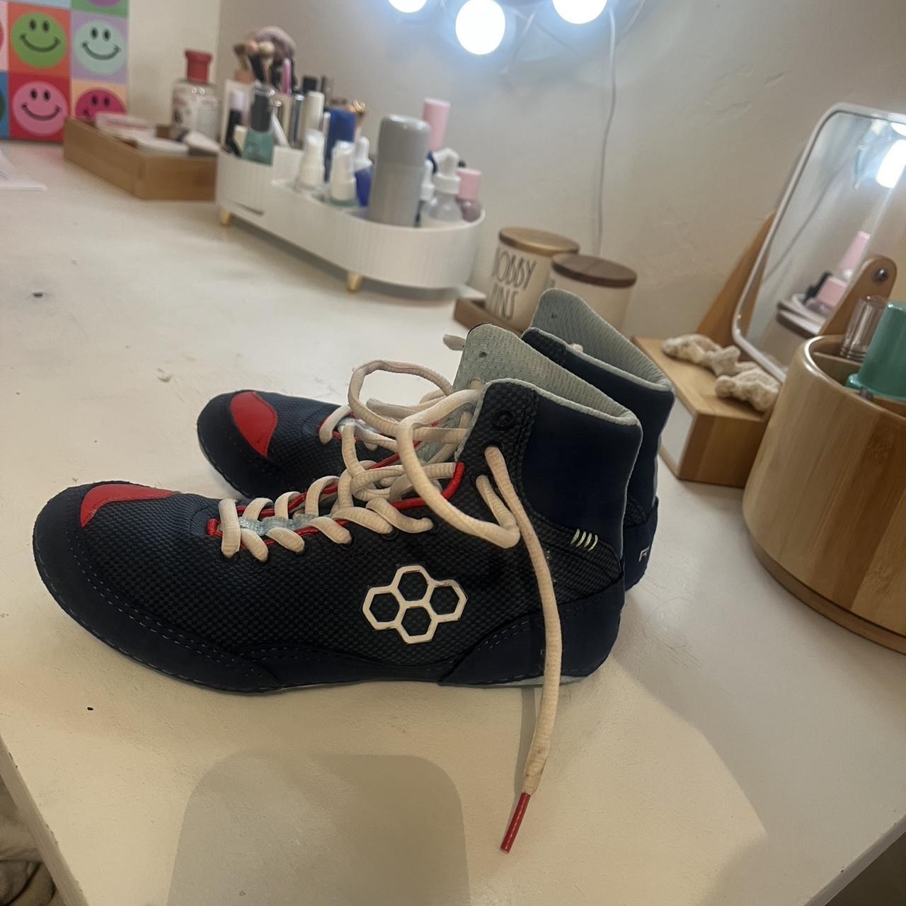 Rare black and red Rudi's high-top wrestling shoes... | Depop