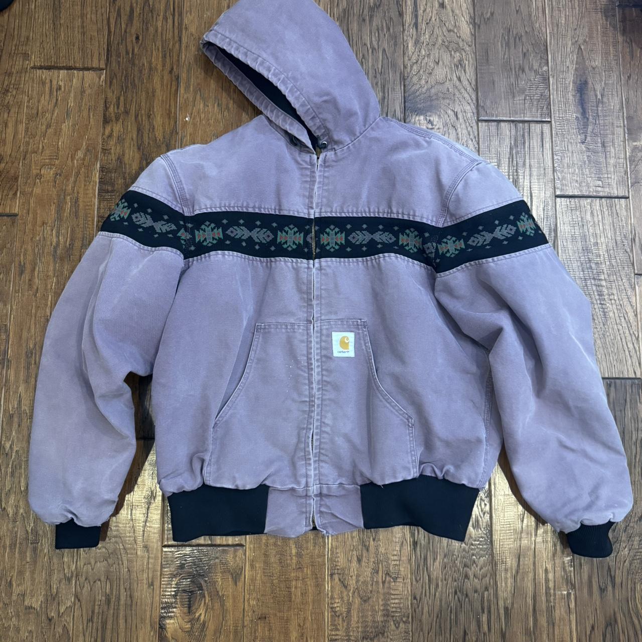 Purple Aztec Carhartt hooded jacket size large 26... | Depop