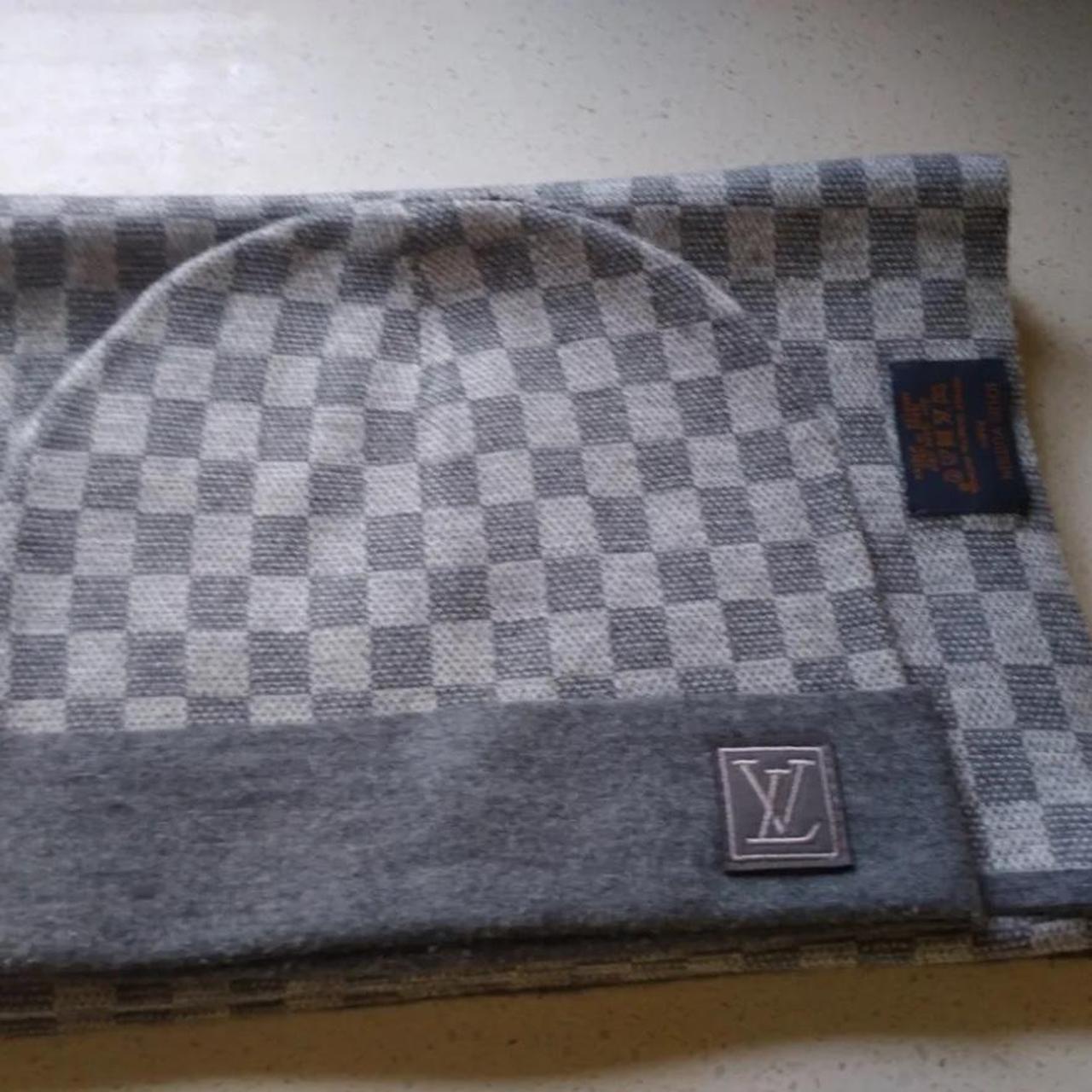 LV gray scarf and hat set (Message before buying) - Depop