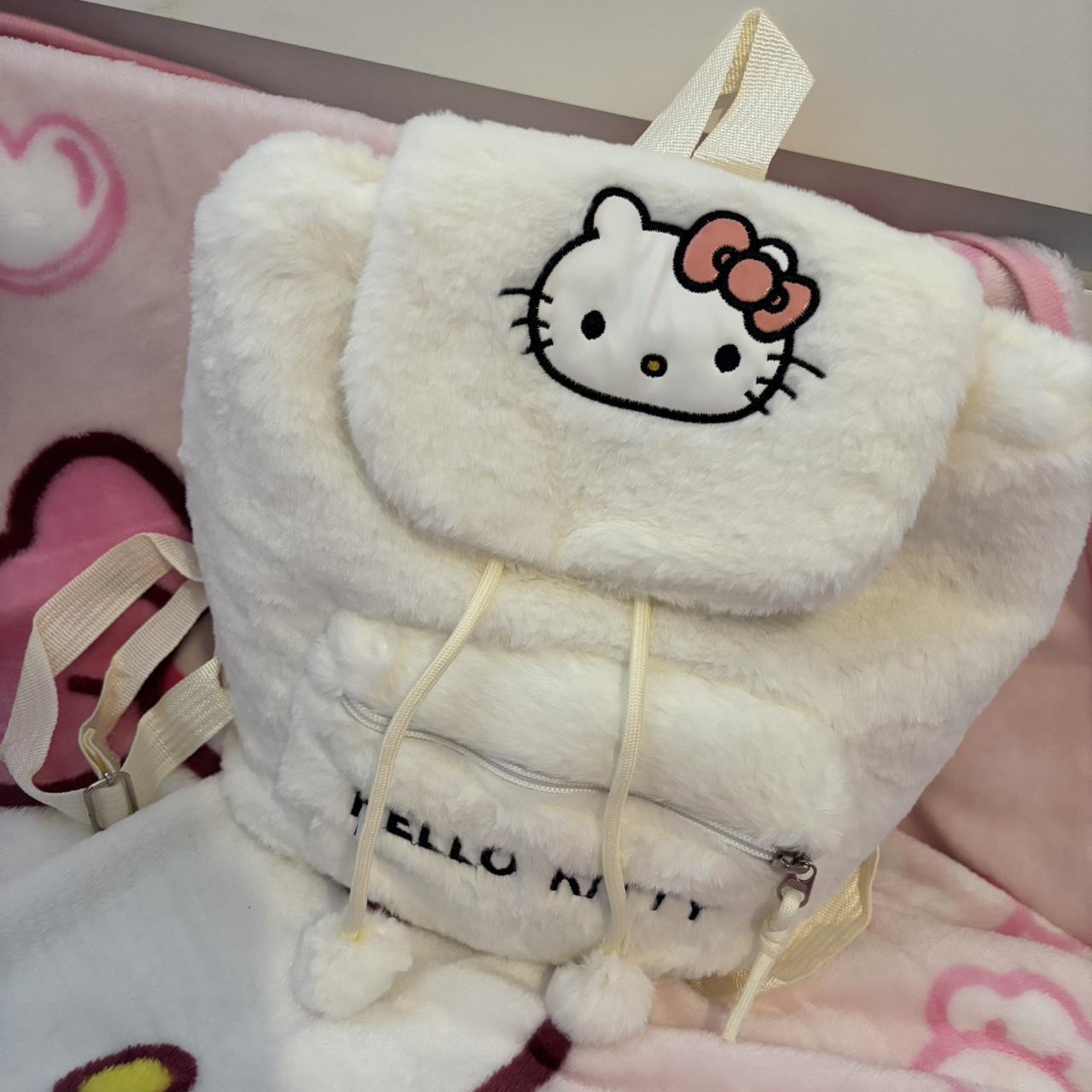 White Hello Kitty fluffy backpack #kawaii #sanrio #y2k - Depop