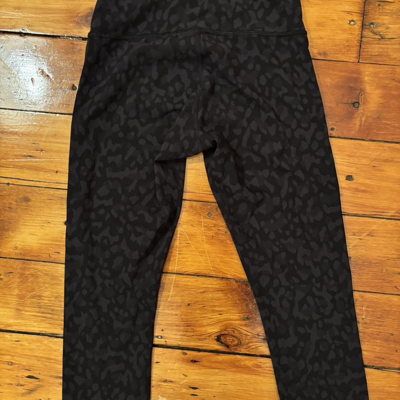 Black lululemon leopard print leggings size 4... - Depop