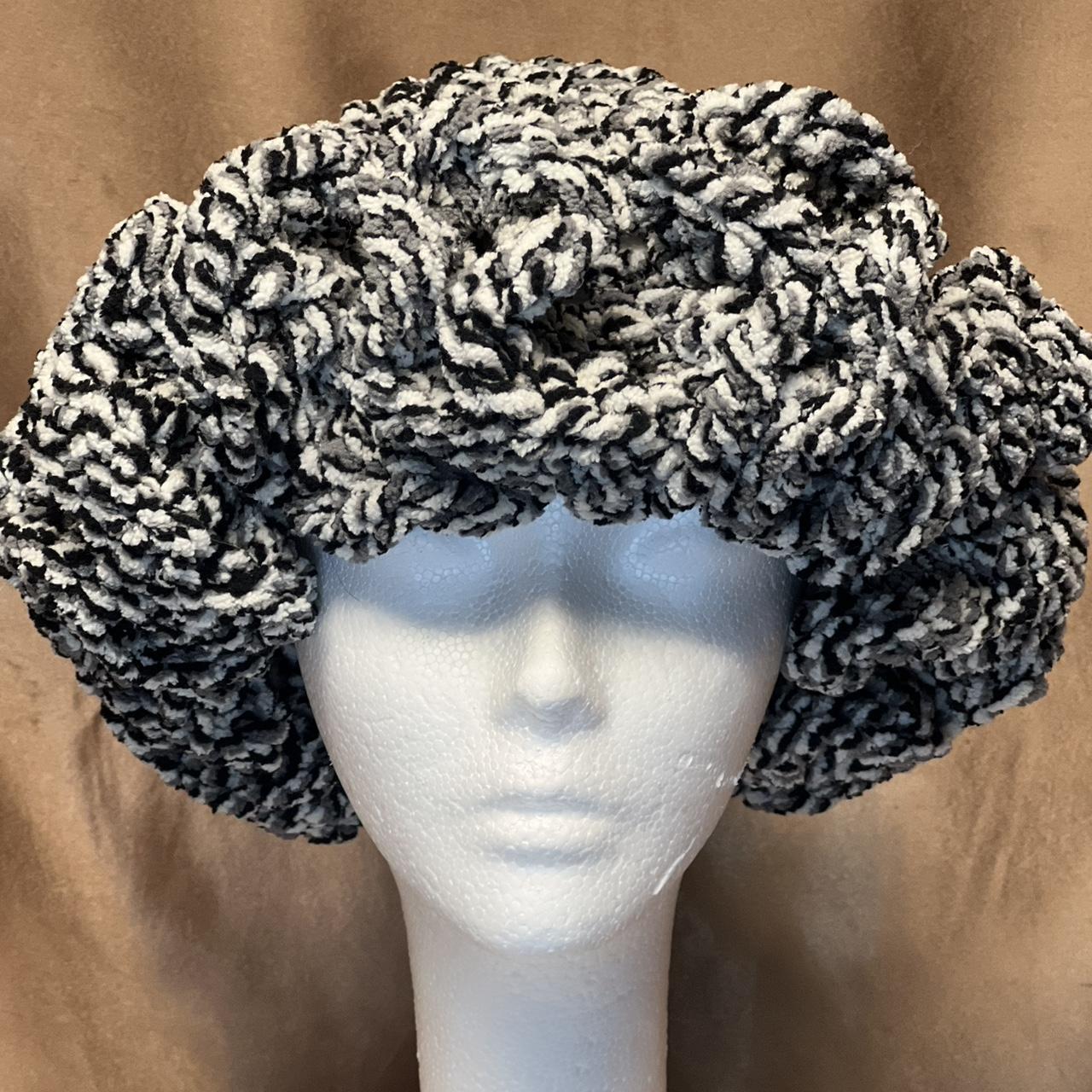 Black and white crochet ruffle hat. 🖤🤍 #crochethat... - Depop