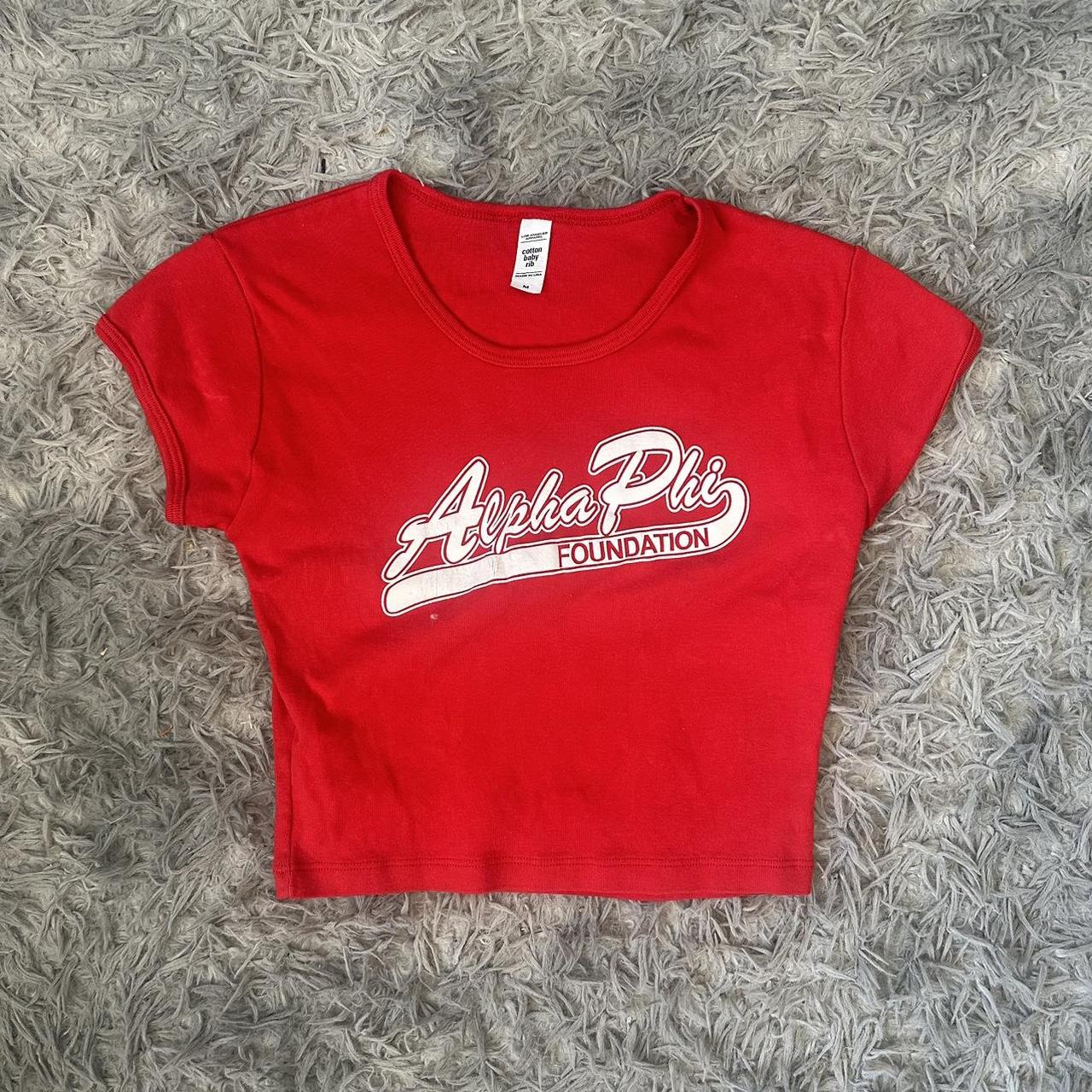Alpha Phi baby tee. Super cute. Worn three... - Depop