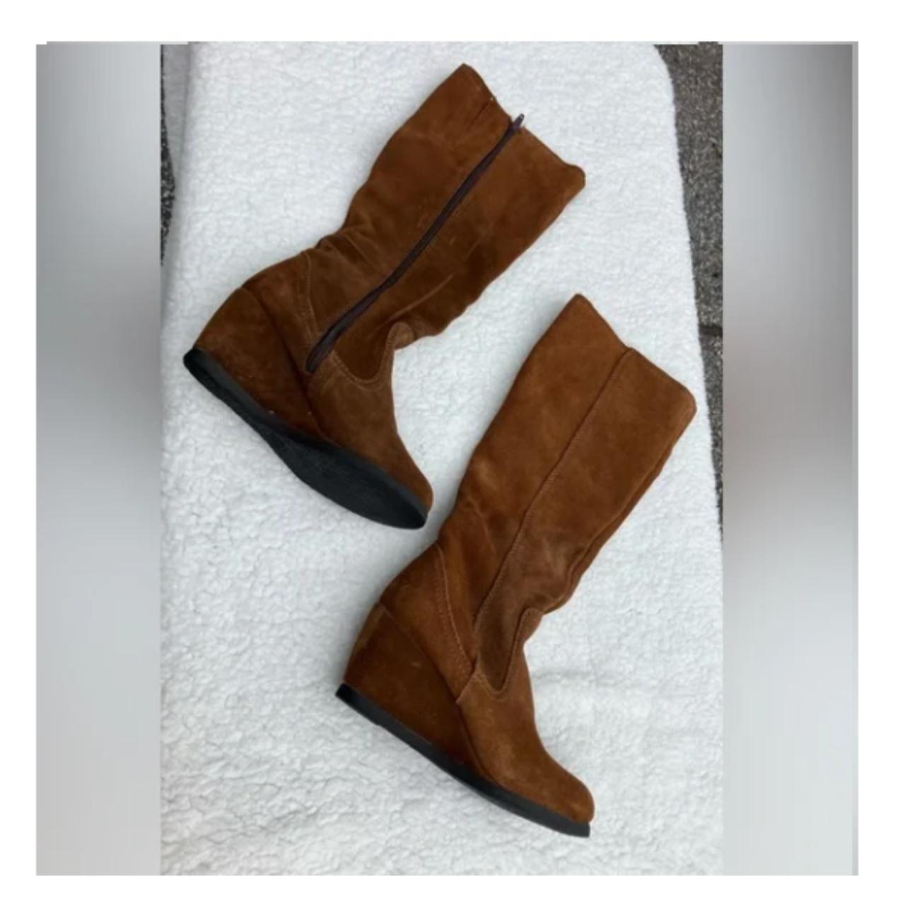 Merona Brown Suede Leather Knee High Fashion Boots... - Depop
