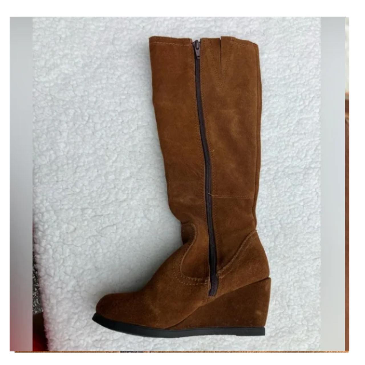 Merona Brown Suede Leather Knee High Fashion Boots... - Depop