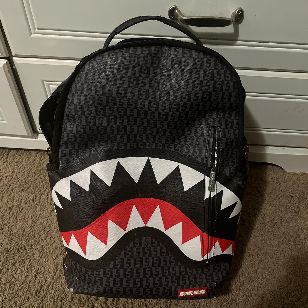 Black and red shark backpack #sprayground | Depop