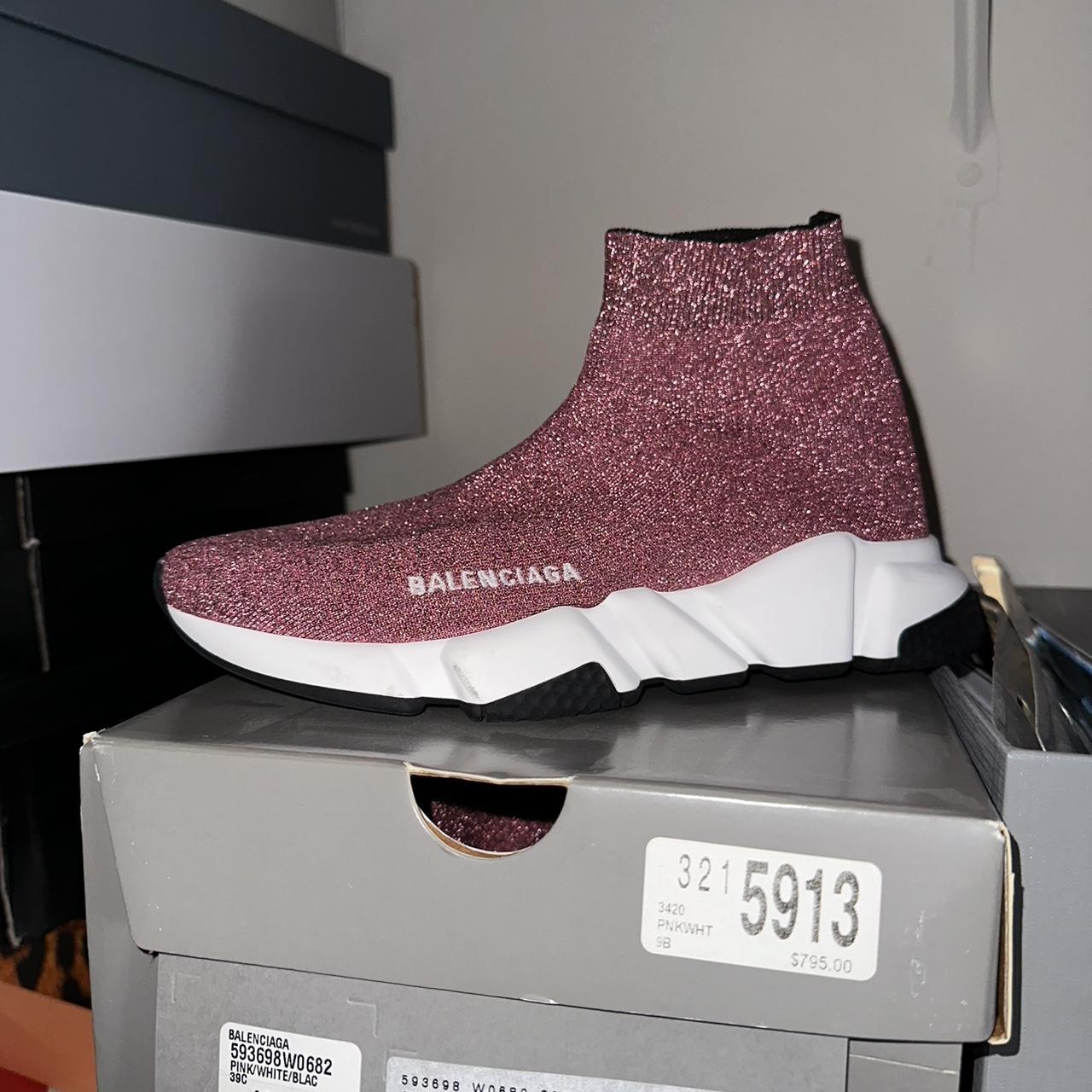 Pink Balenciaga track running shoes. Wore only once.... - Depop