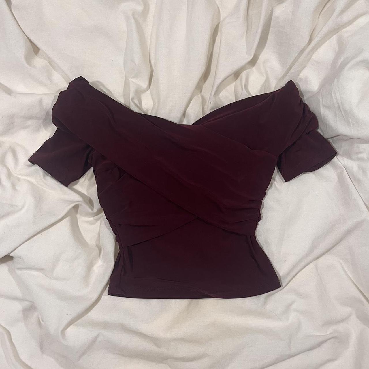 BURGUNDY OFF SHOULDER TOP This top is so flattering!... | Depop