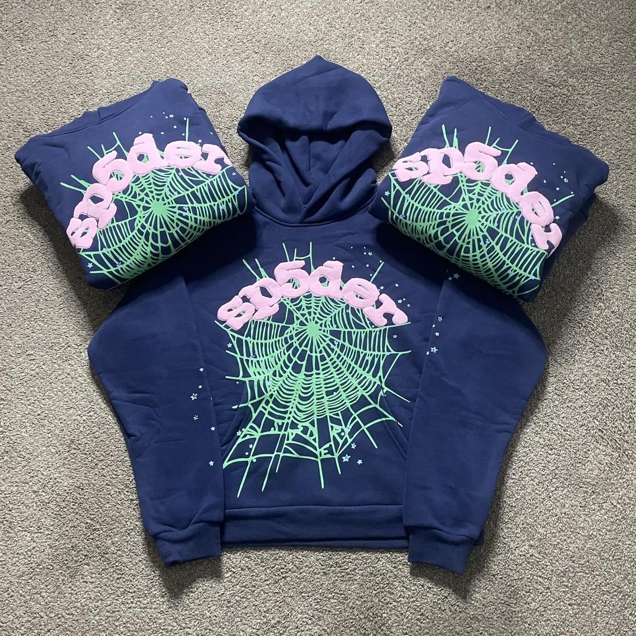 Sp5der Navy Hoodie Brand new Sizes S,M,L available... | Depop