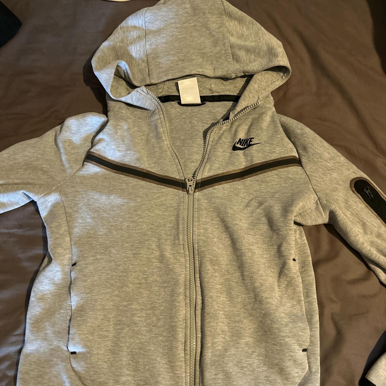 Nike Tech Fleece grey and black hoodie - Depop