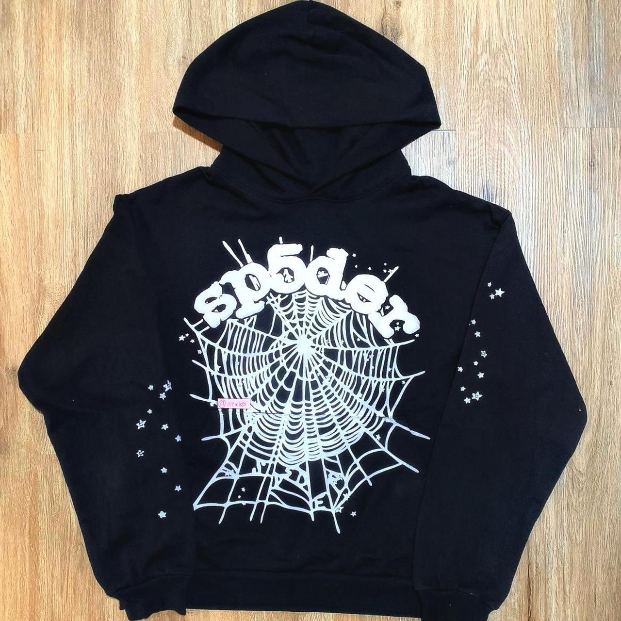 Sp5der OG Web Hoodie Black Authentic Black and... - Depop
