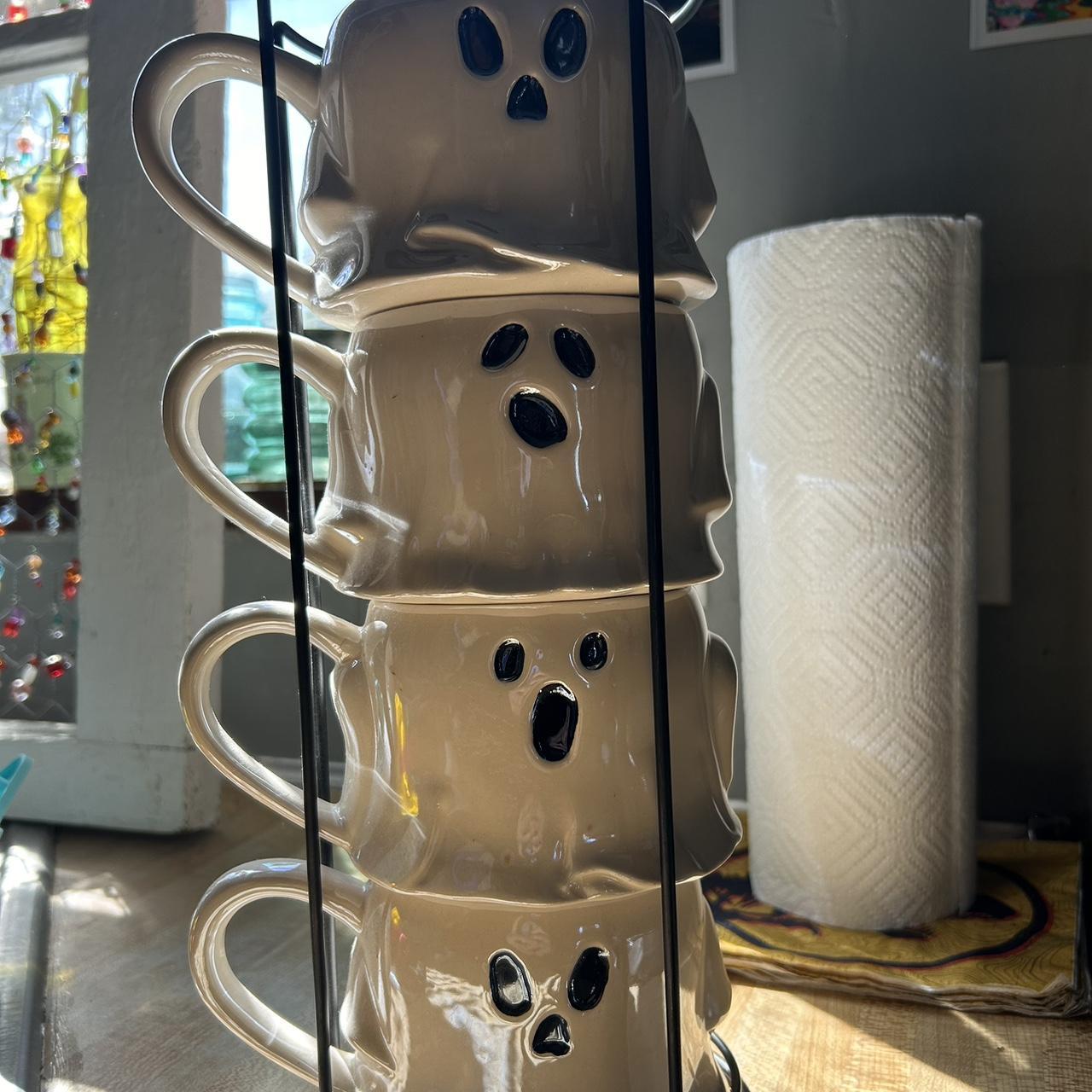 Set of 4 white ghost coffee mugs with different... - Depop