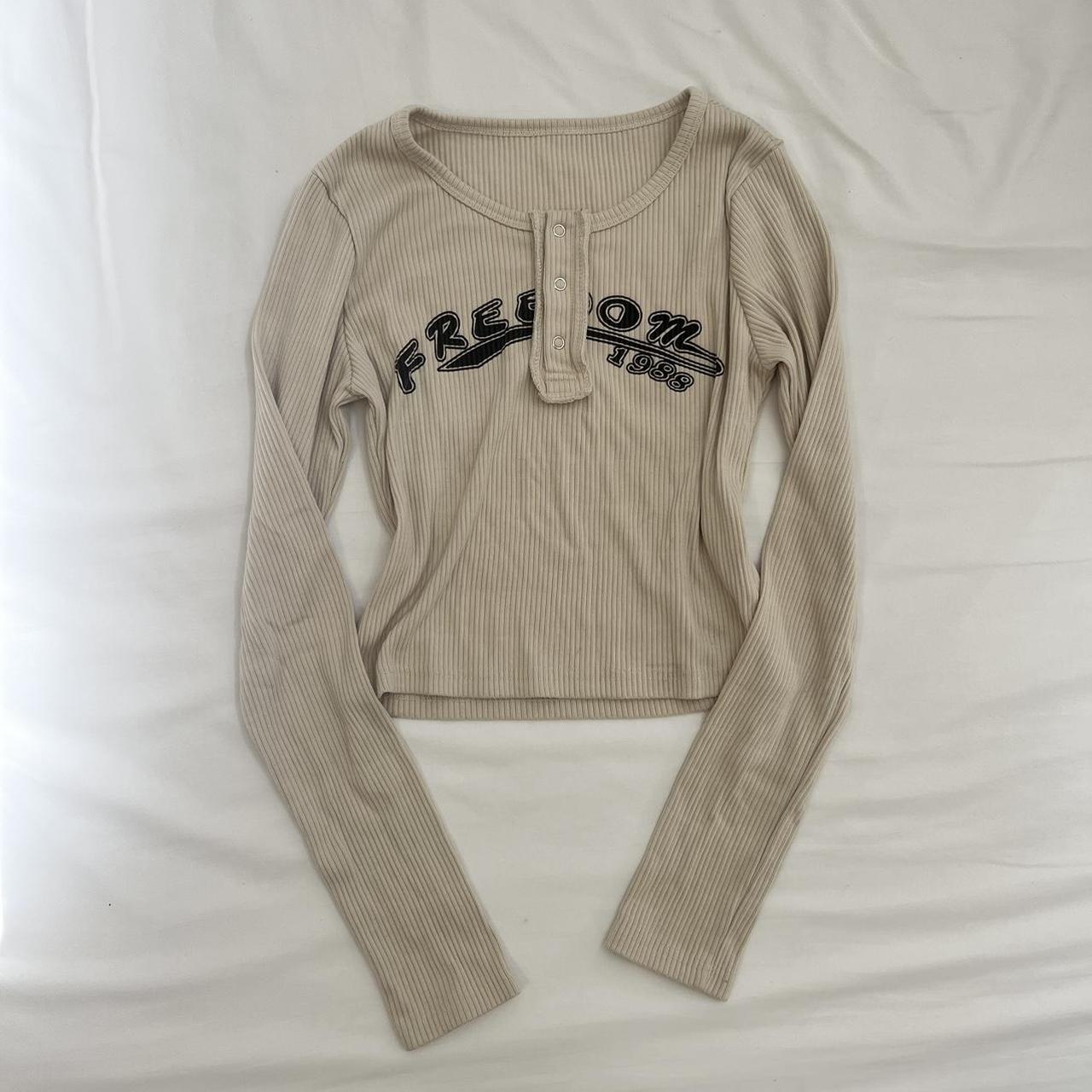 ribbed long sleeve top from yesstyle size:... - Depop