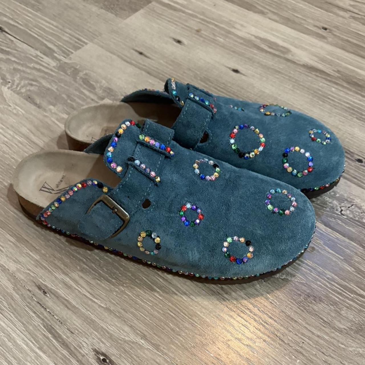 Custom 1 of 1 Boston clogs with rhinestone beads all... | Depop